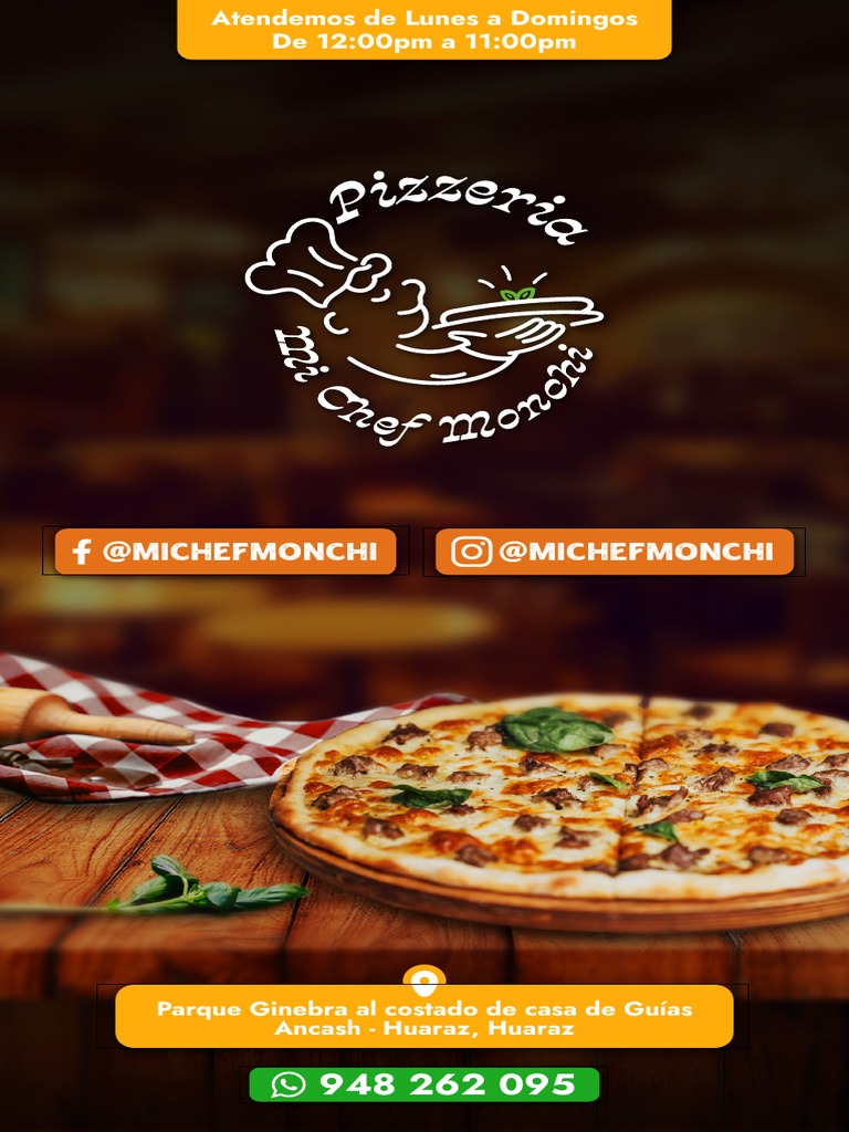 Menú Pizzería Mi Chef Monchi | PDF | Pizza | Salsa de tomate