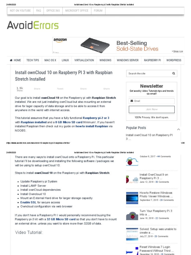 Install Owncloud 10 On Raspberry Pi 3 With Raspbian Stretch Installed | PDF | Computer ...
