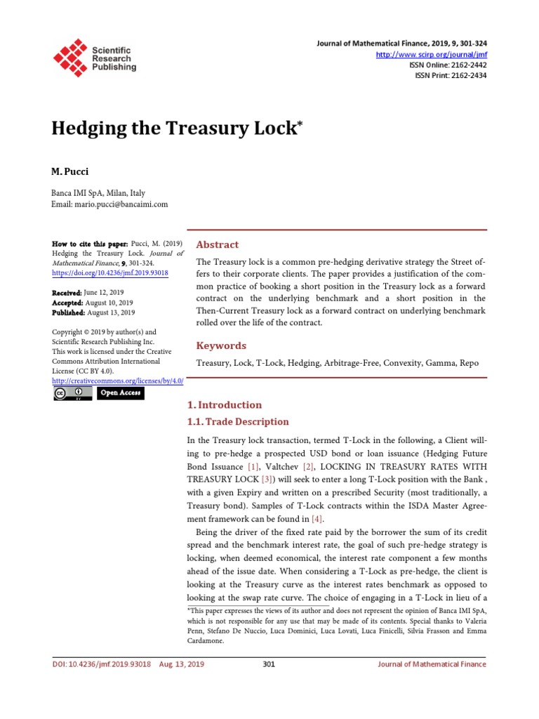 Hedging The Treasury Lock | PDF | Greeks (Finance) | Hedge (Finance)