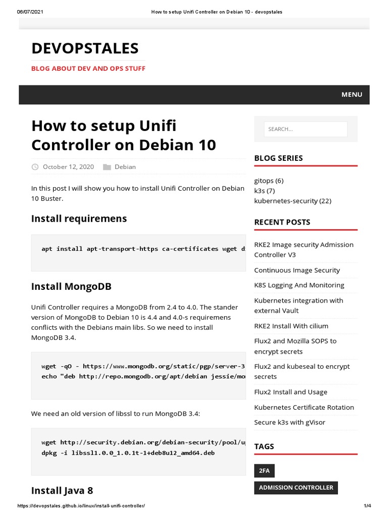 Install Unifi Controller on Debian 10 | PDF | Software | Software Engineering