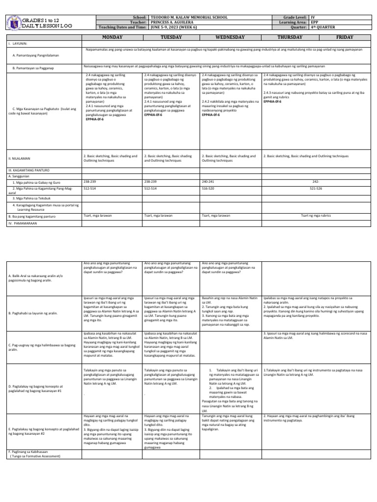 Fourth Quarter EPP W6 | PDF