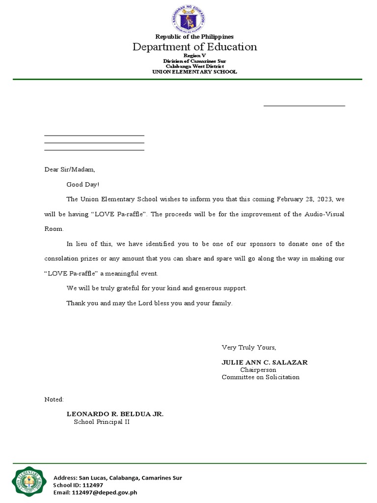 Solicitation Letter Pa Raffle | PDF