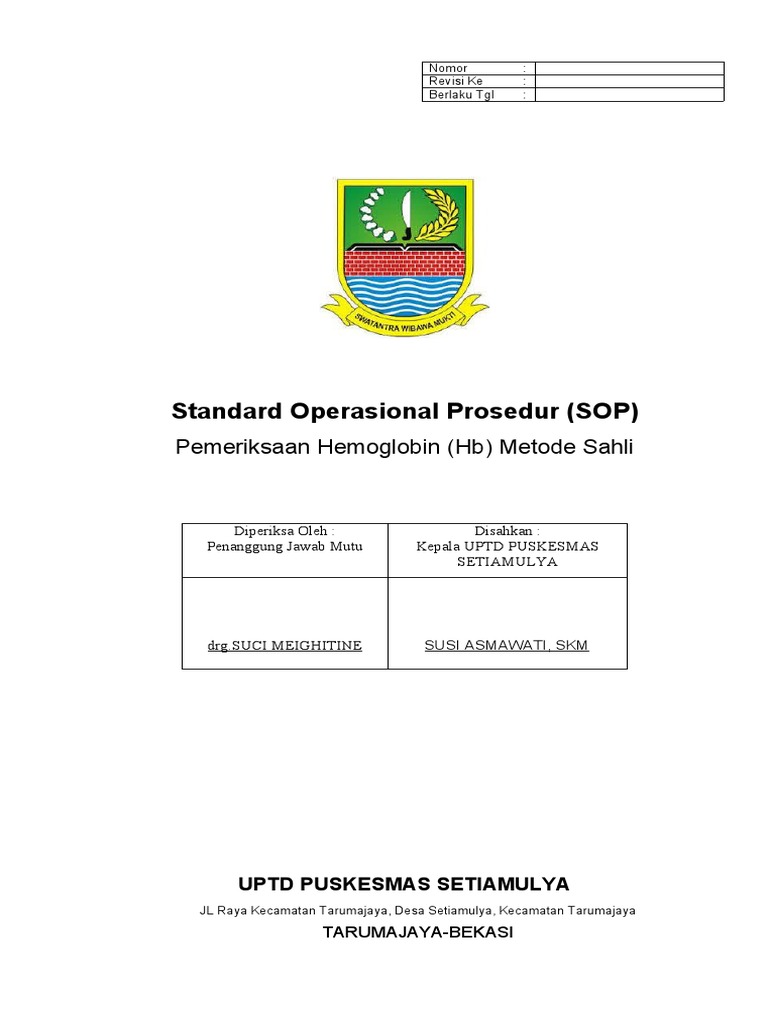 8.1.1.1.r SOP Pemeriksaan Hemoglobin (HB) Metode Sahli | PDF