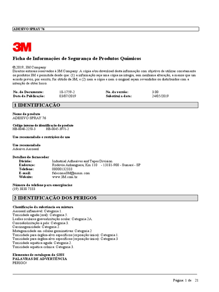 Fispq Adesivo Spray 76 | PDF | Solvente | Química