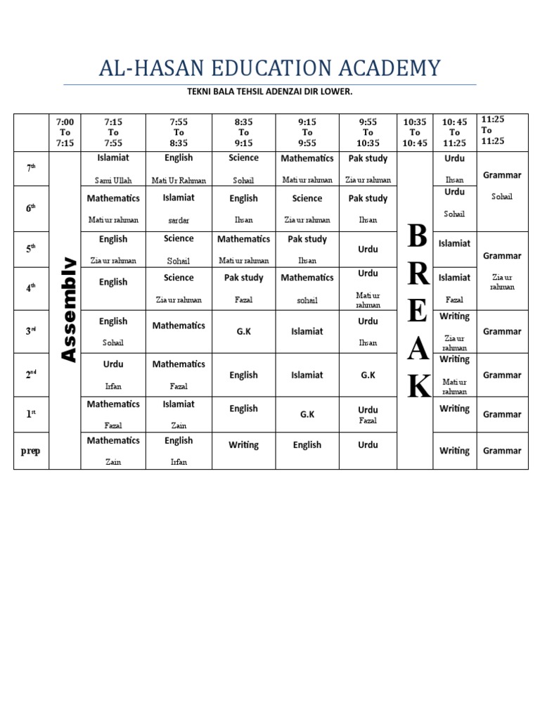 Time Table | PDF
