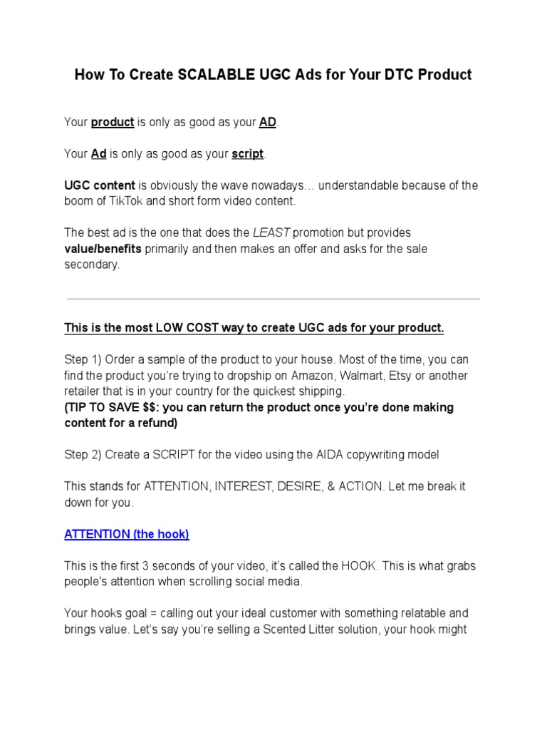 How To Create SCALABLE UGC Ads With AIDA Ai | PDF | Economies | Mass Media