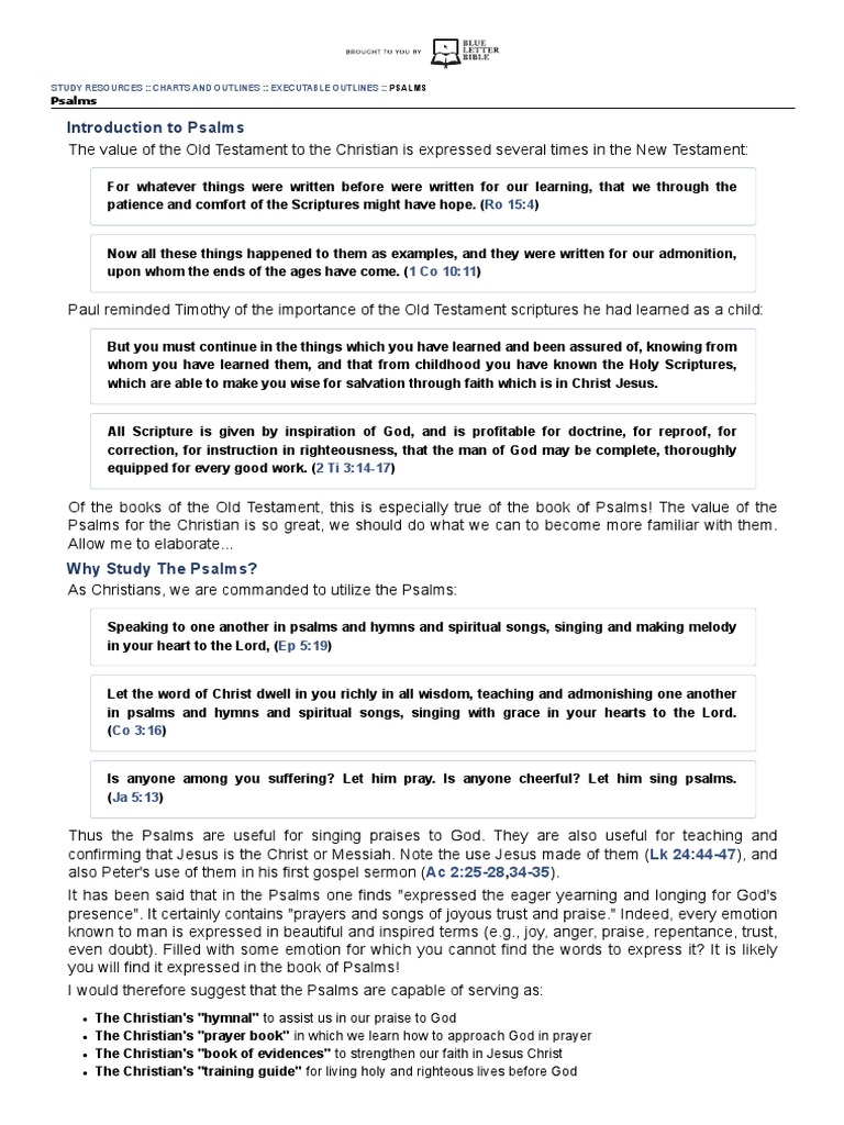 Psalms - Executable Outline - Study Resources | PDF | Psalms | Jesus