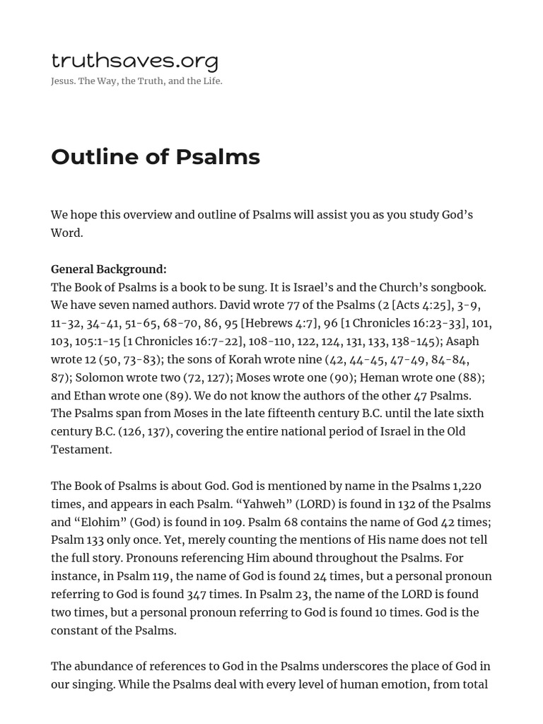 website - Outline of Psalms | PDF