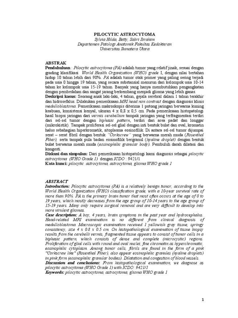 Kasus Pilocytic Astrocytoma pada Anak | PDF | Kesehatan Holistik ...