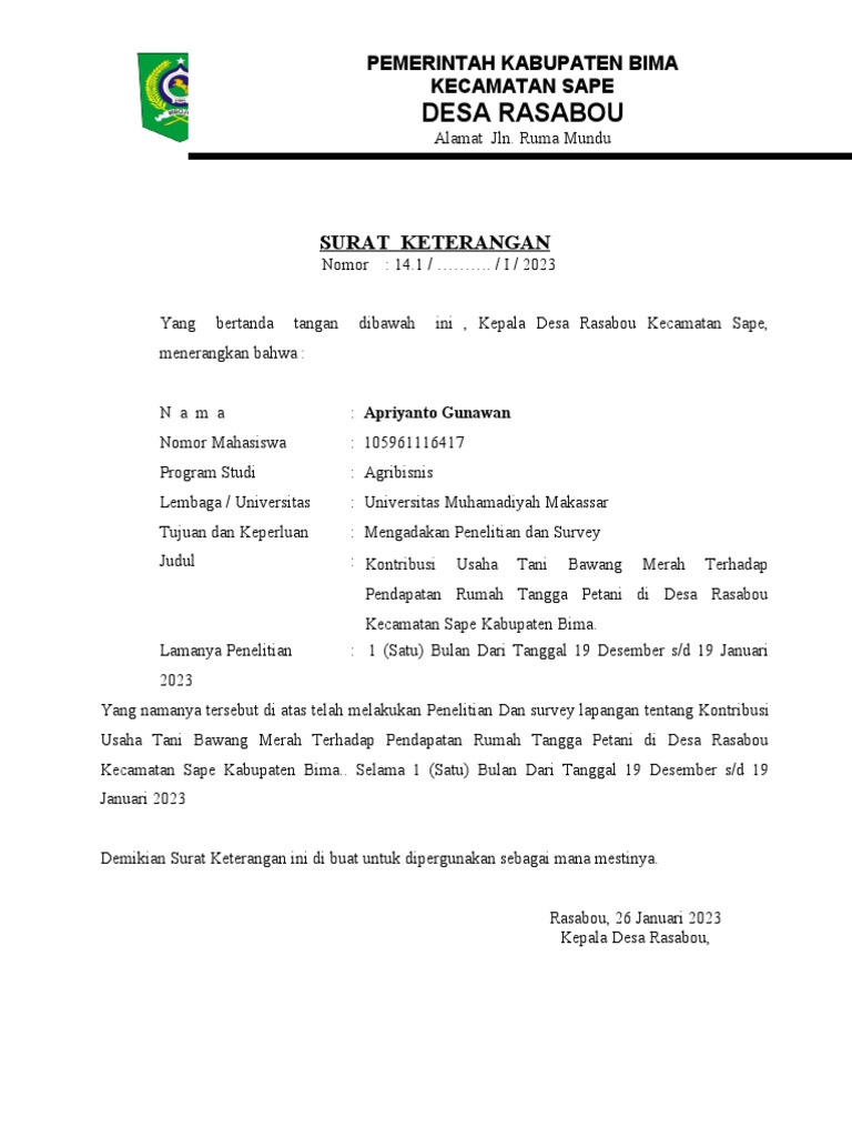 Surat Keterangan Penarikan Penelitian | PDF