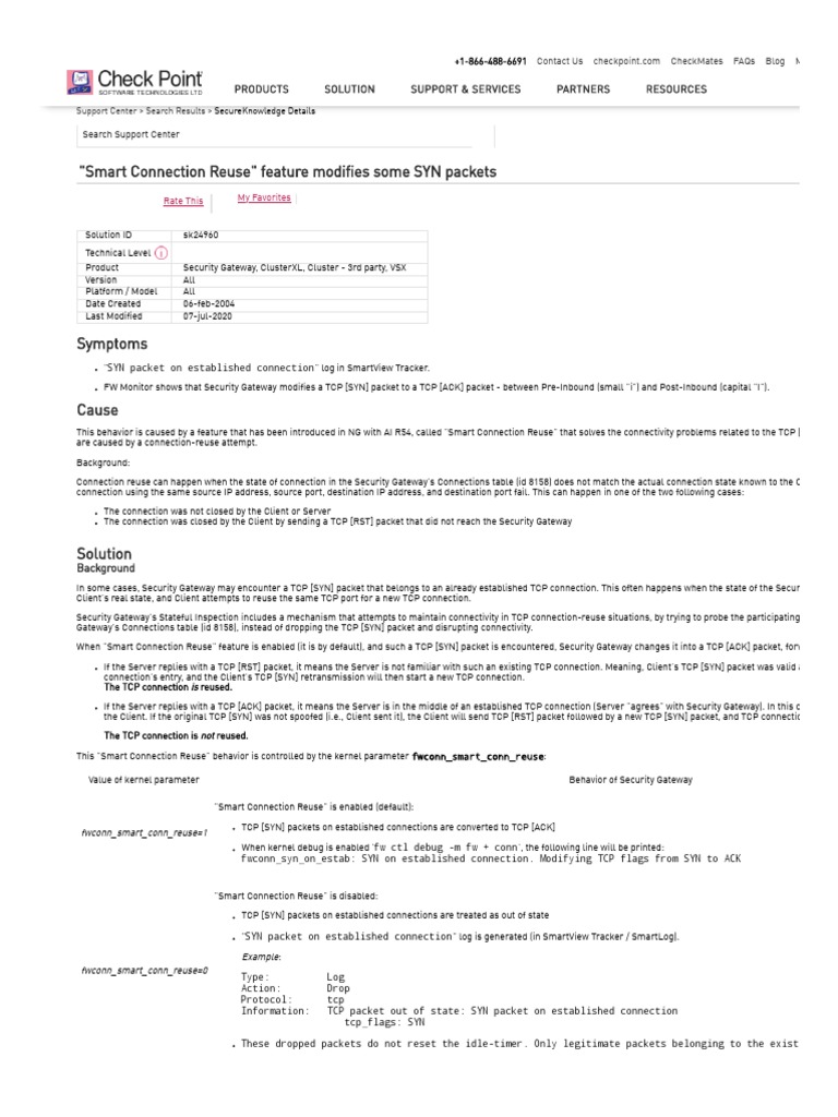 Smart Connection Reuse - Feature Modifies Some SYN Packets | PDF ...