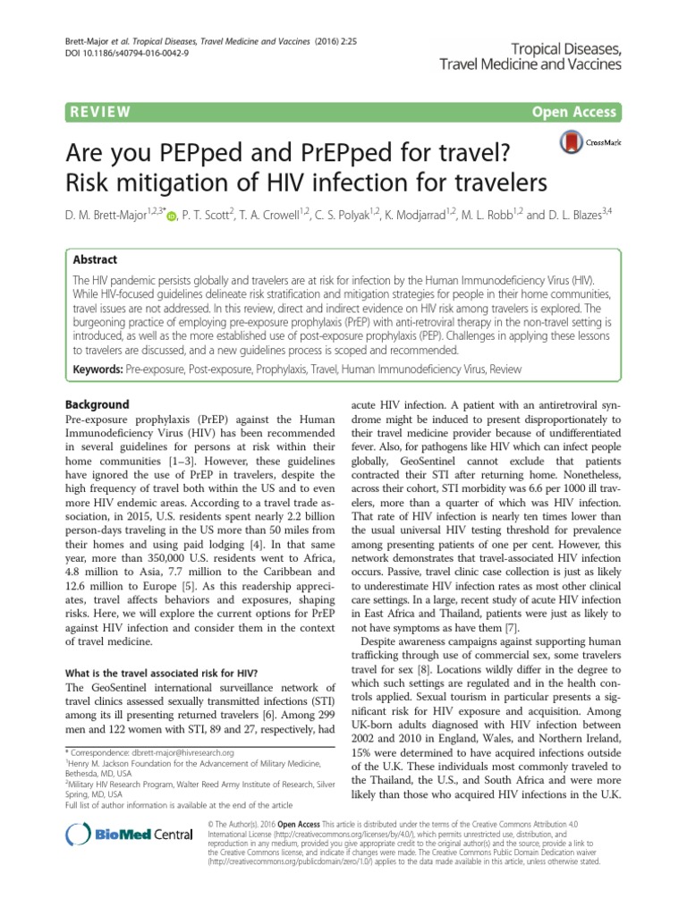 Are You Pepped and Prepped For Travel? Risk Mitigation of Hiv Infection ...