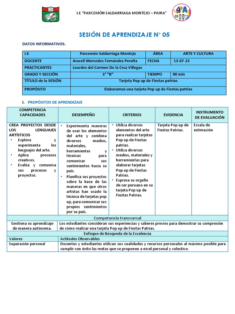 Sesión de Aprendizaje N°6 | PDF