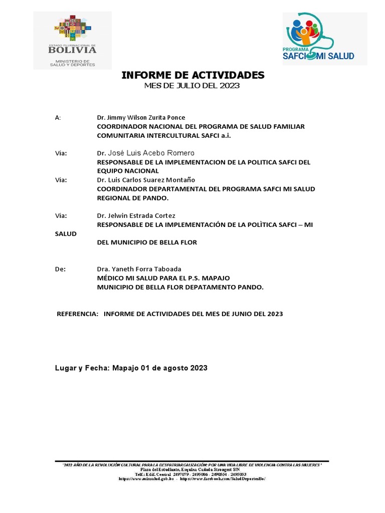 Informe Mensual Mapajo Julio2023 | PDF | Salud pública | Enfermedades y ...