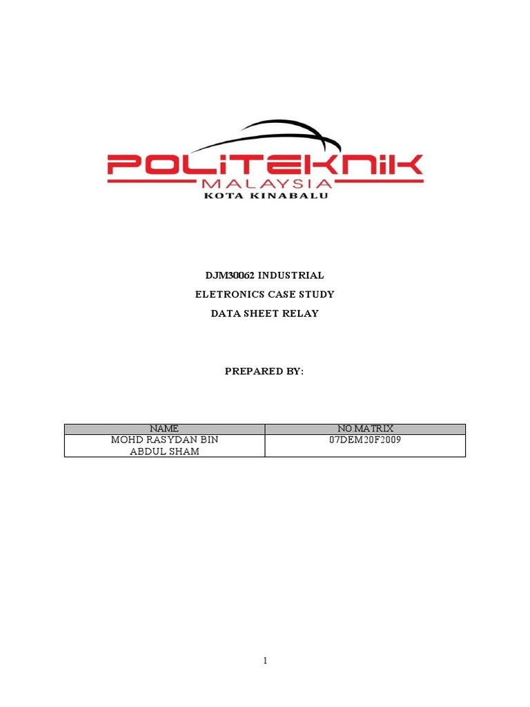 Case Study Djm30062 Industrial Eletronics Pdf