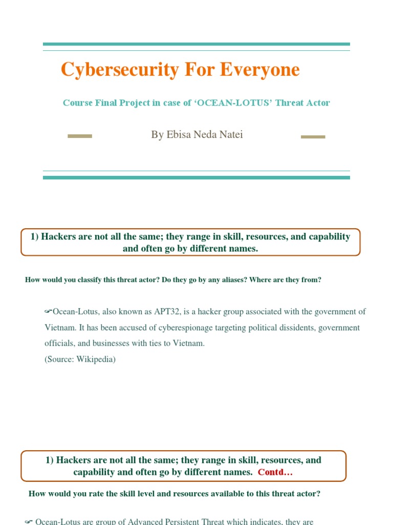 Cyber Security - Ocean Lotus Threat Actor | PDF | Malware | Security