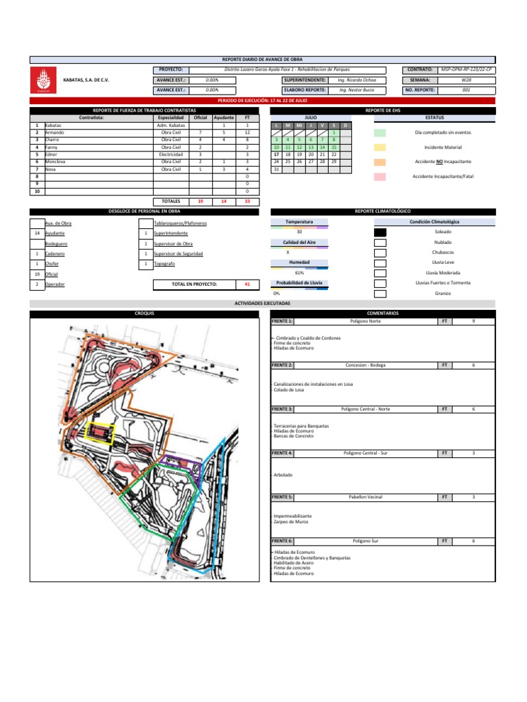 Formato de Reporte Diario de Obra REV.01 | PDF
