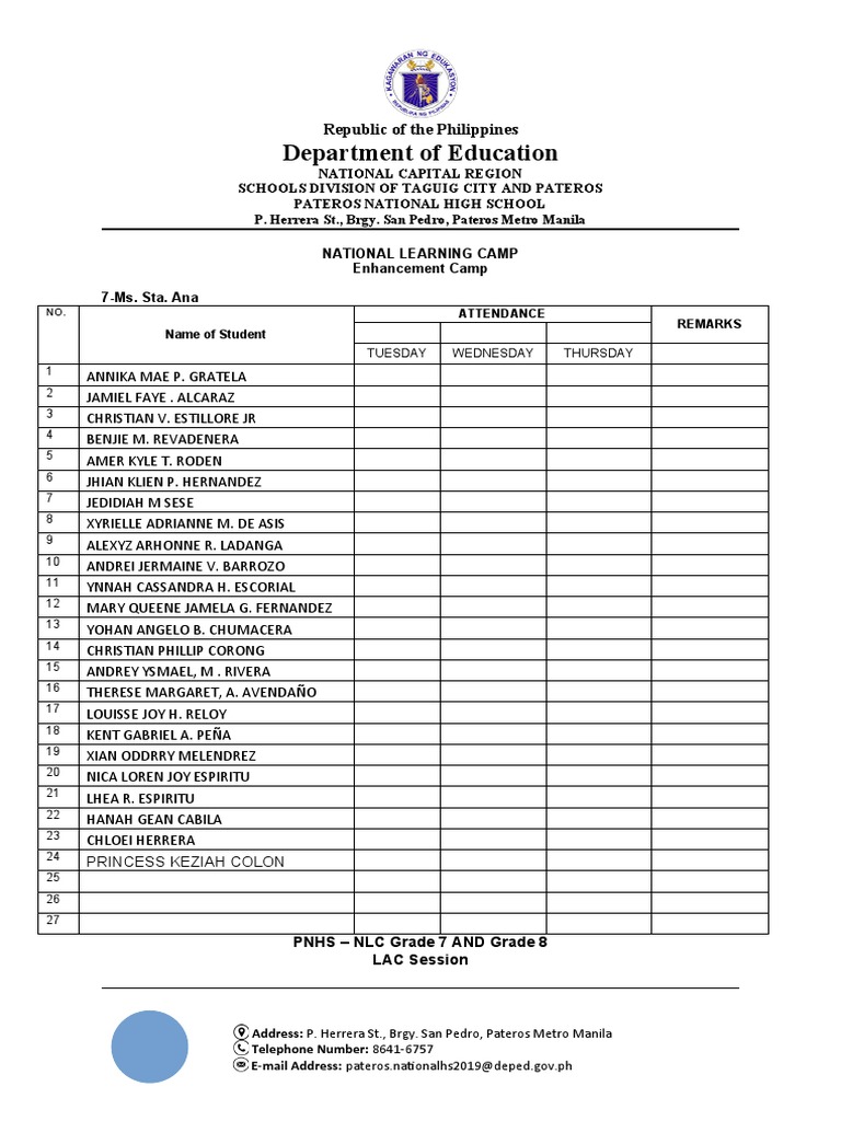 NLC Attendance | PDF