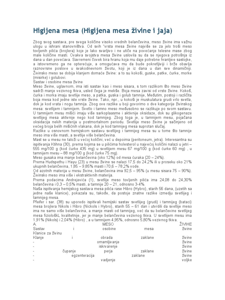 Higijena Mesa | PDF