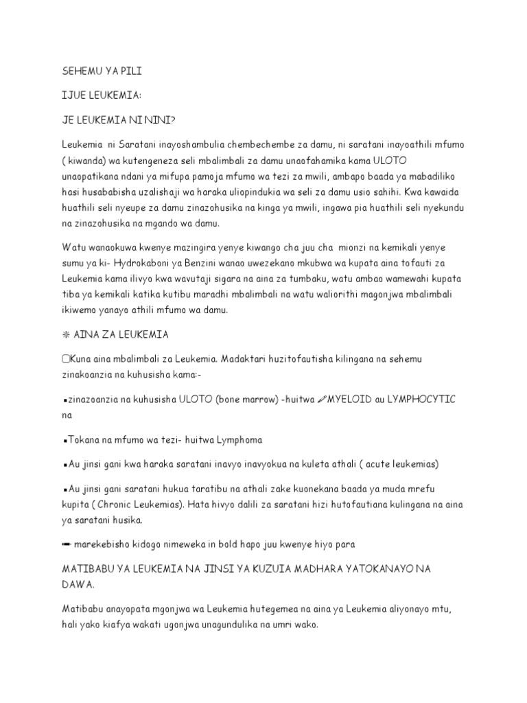 Saratani Ya Damu 1 | PDF