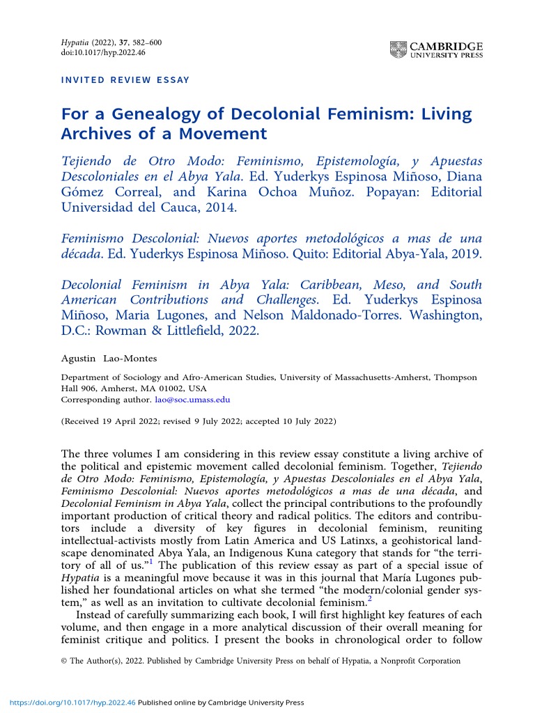 Lao-Montes For-A-Genealogy-Of-Decolonial-Feminism-Living-Archives-Of-A ...