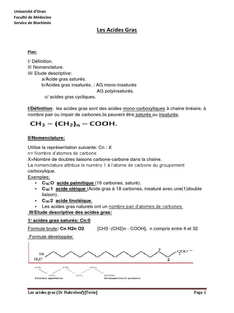 Nomenclature des Acides Gras | PDF