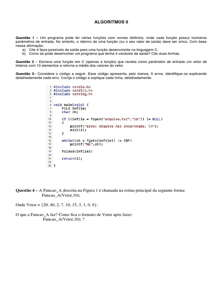 Algoritmos II | PDF | Função (Matemática) | Espaço vetorial Algoritmos II | PDF | Função (Matemática) | Espaço vetorial
