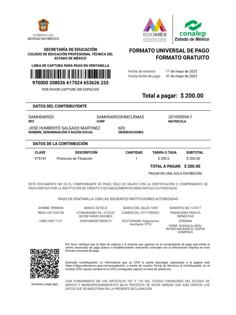 Formato de Pago Universal With Primefaces | PDF