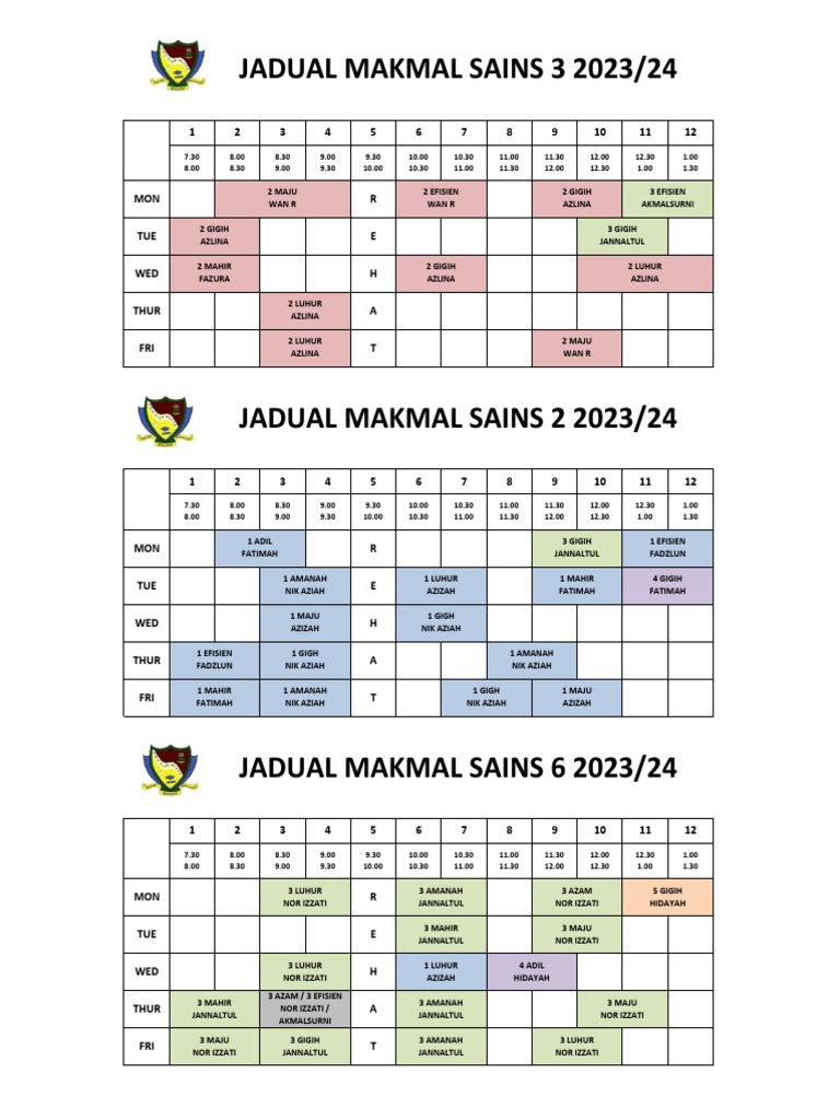 2023 2024 Jadual Makmal | PDF