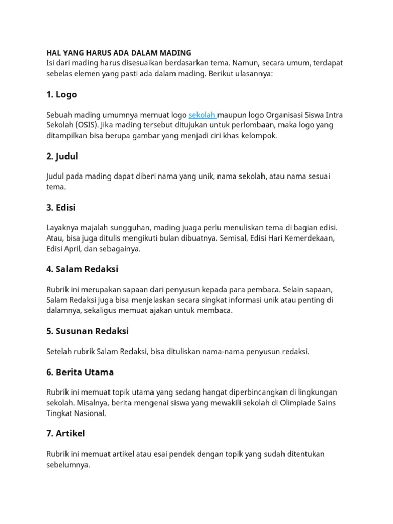 Hal Yang Harus Ada Dalam Mading | PDF