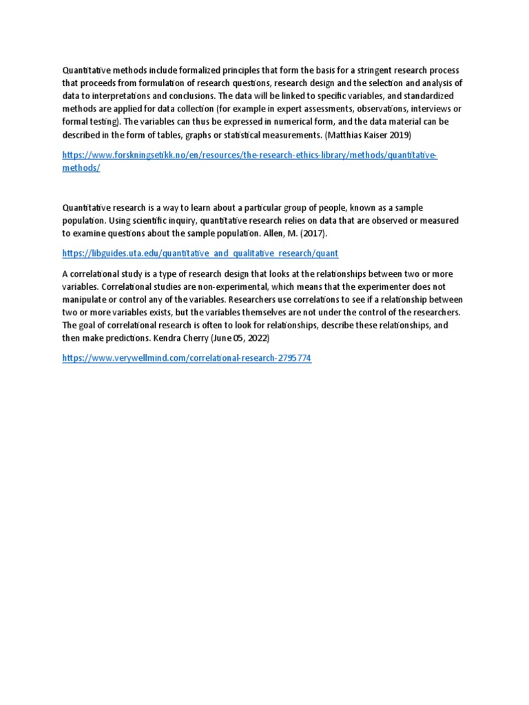 Quantitative Research Essentials | PDF | Research Design | Quantitative ...