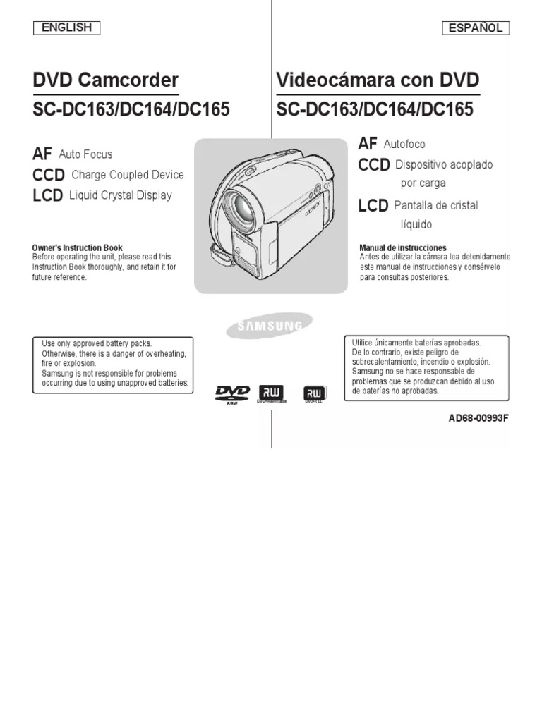 Manual de usuario Samsung SC-DC163 (Español - 128 páginas) | PDF