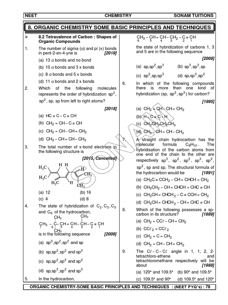 Organic Chemistry-Some Basic Principles and Techniques NEET PYQ SOLUTION | PDF
