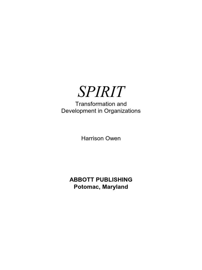 Spirit: Transformation and Development in Organizations | PDF ...