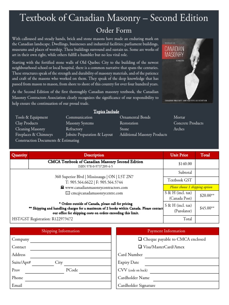 CMCA Textbook Version 2 Order Form | PDF