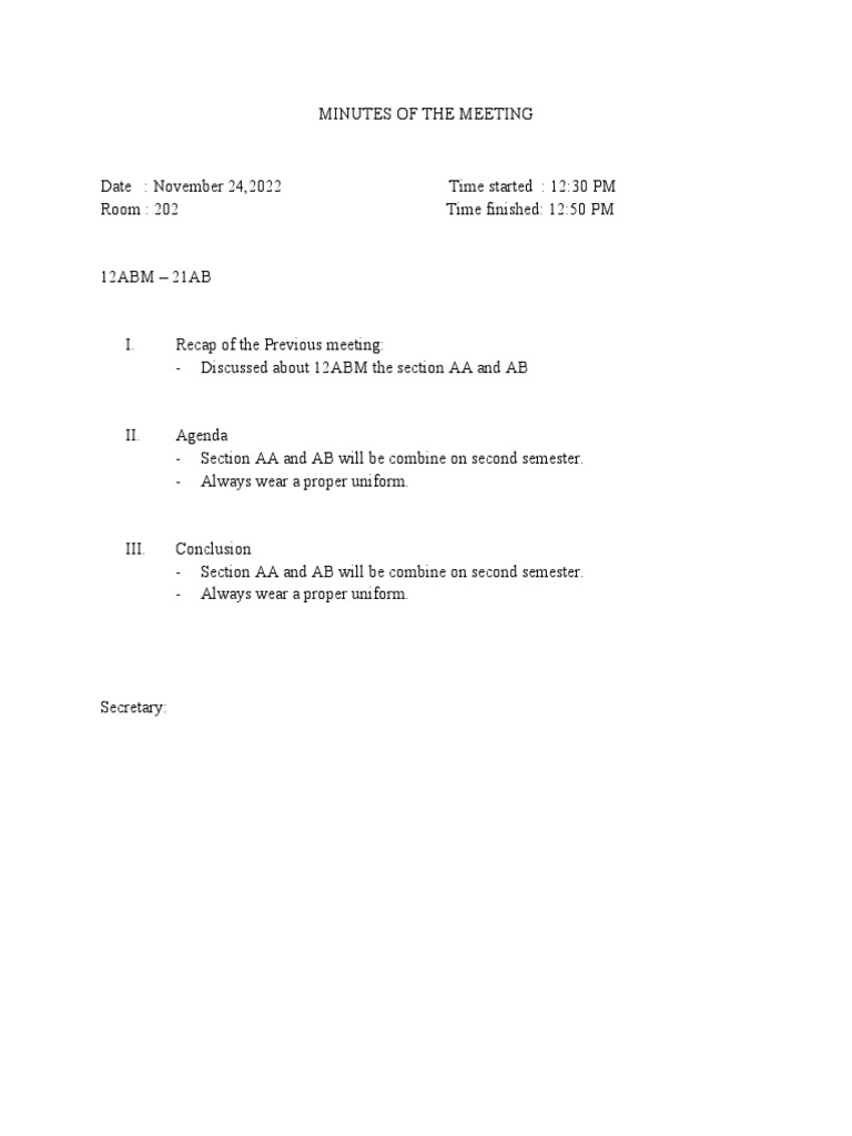 Layout Secretary AB HOMEROOM | PDF
