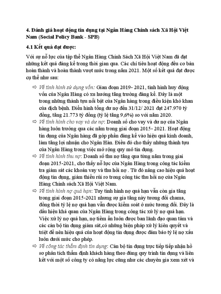 Đánh Giá Ho T Đ NG Tín D NG | PDF