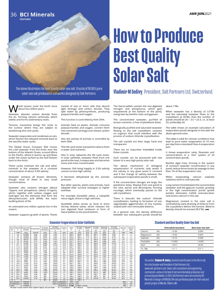 How To Produce Best Quality Solar Salt | PDF | Seawater | Sodium Chloride