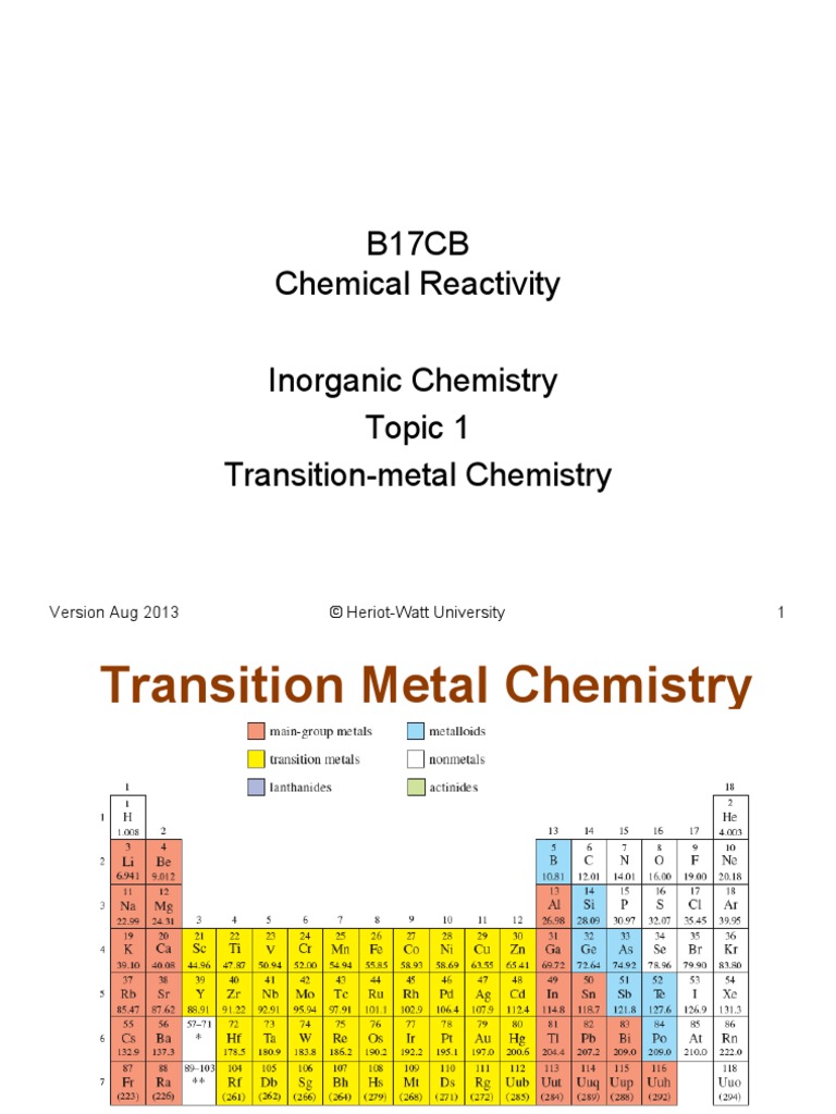 Lecture Slides 1 Pdf Coordination Complex Electron Configuration