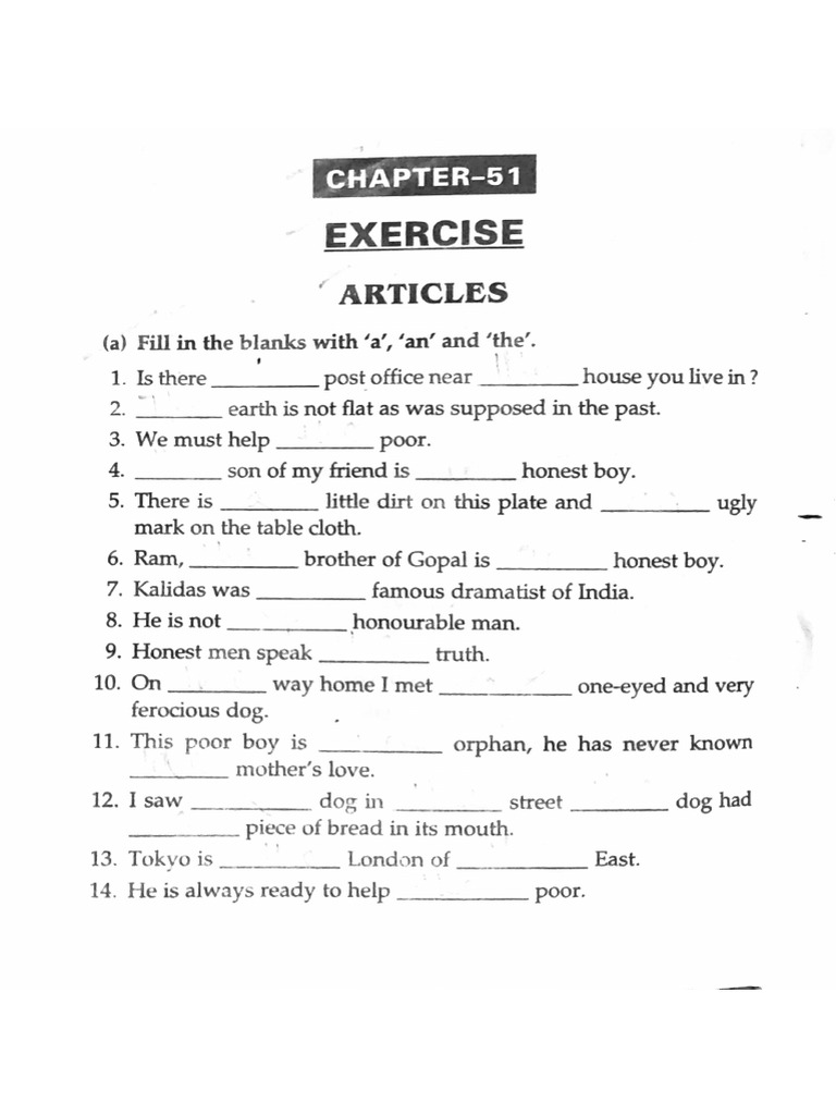 Articles Exercises | PDF