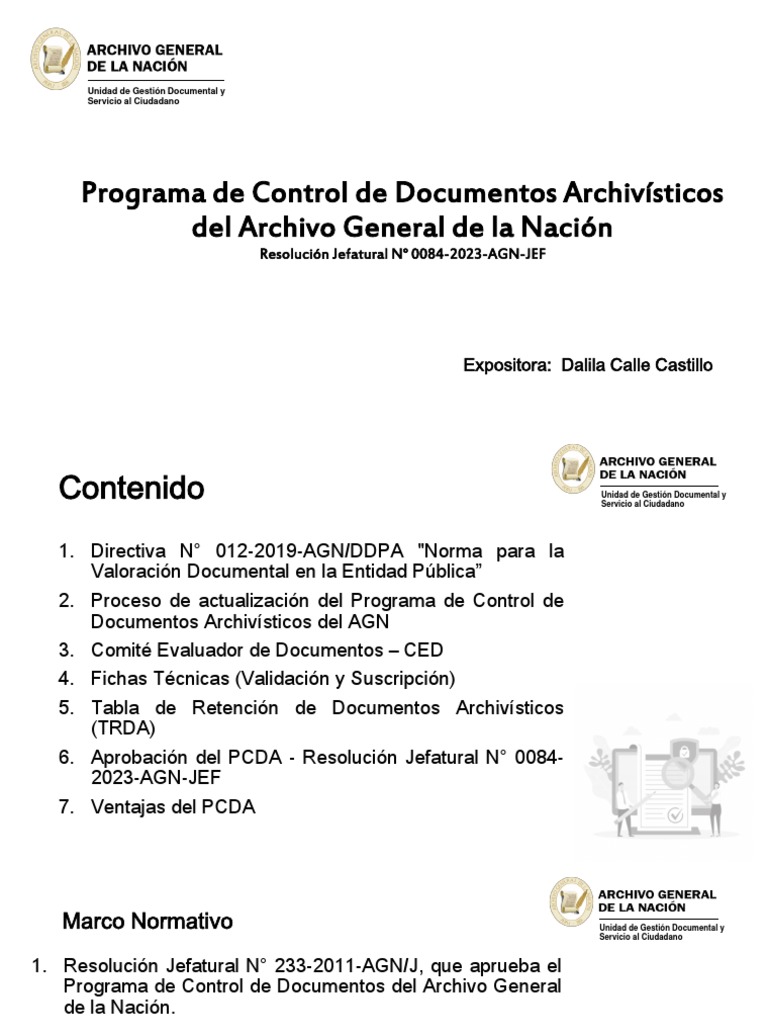 Presentacion - Capacitación - PCDA Del AGN | PDF