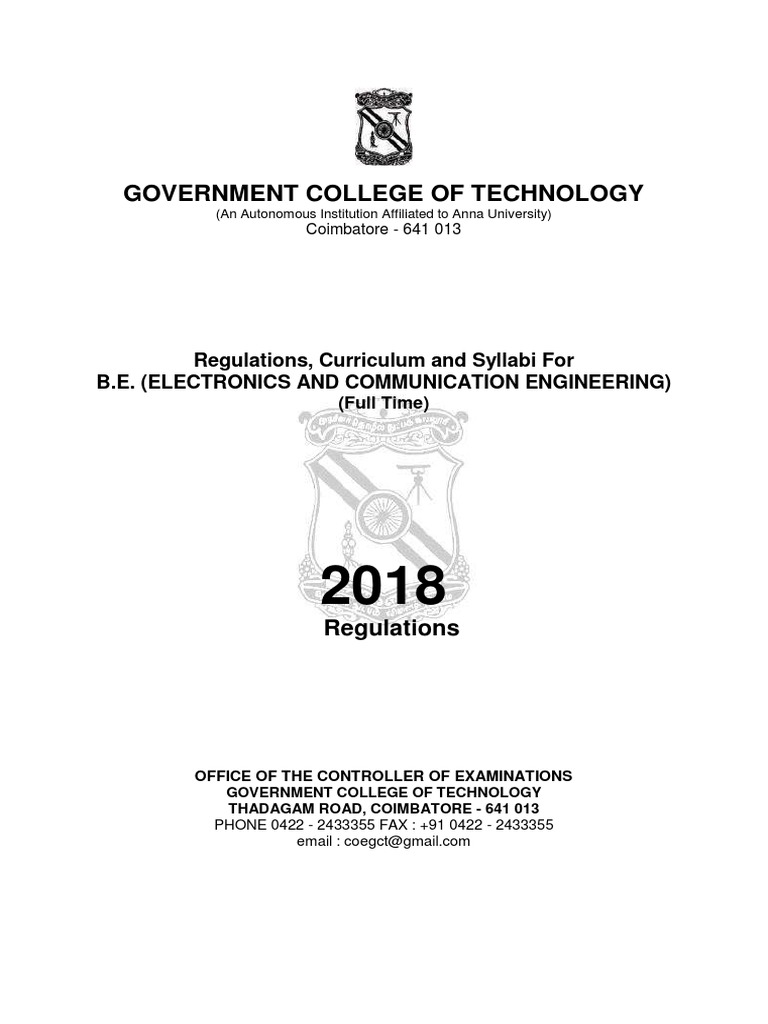 2018 UG ECE Syllabus | PDF | Integral | Engineering