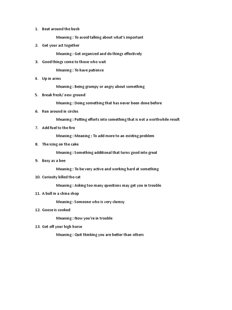 Idioms and Proverbs | PDF