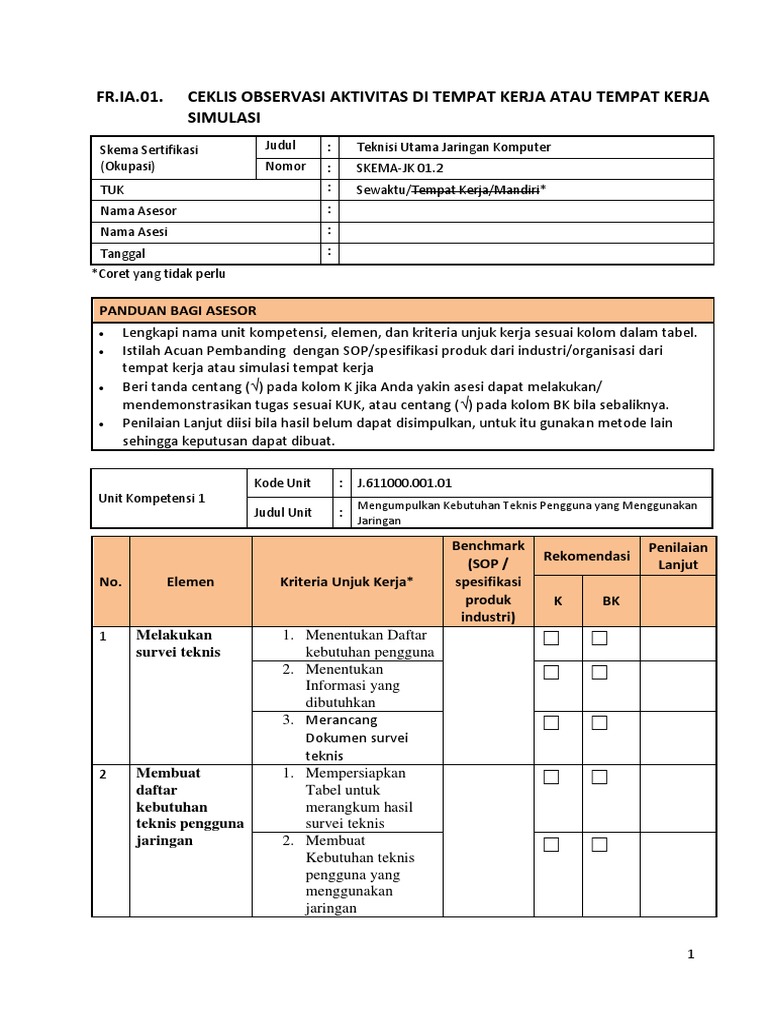 FR - IA.01-03 - Perangkat Observasi | PDF