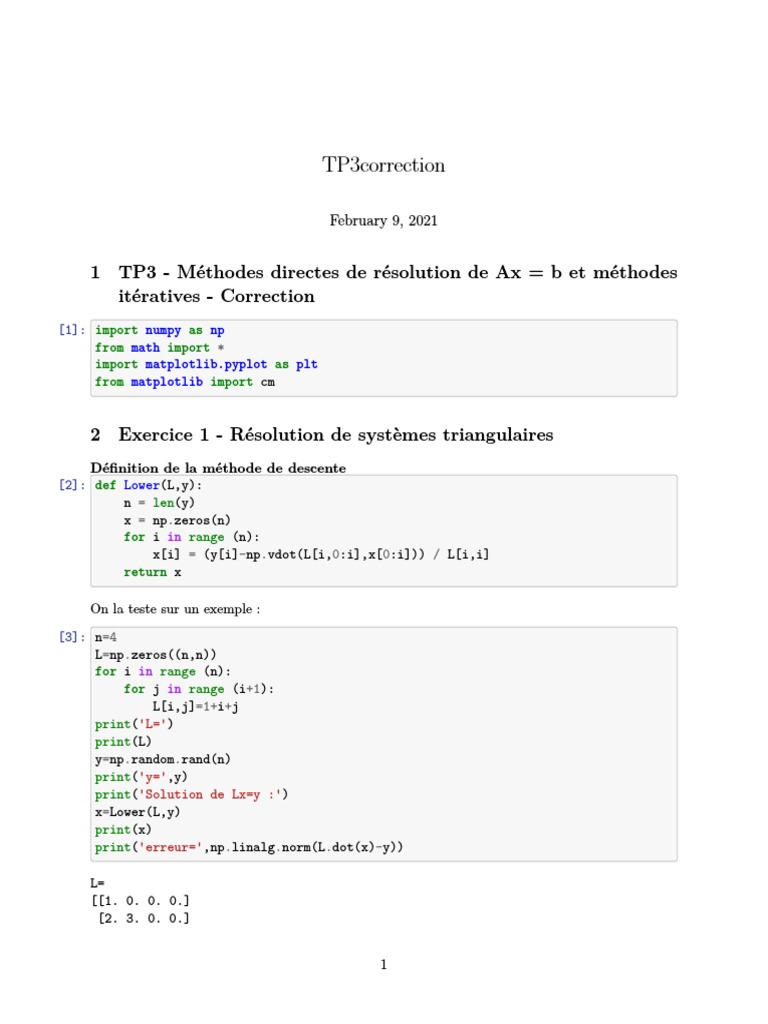 TP 3 Correction | PDF | Méthodes et références pédagogiques | Sciences et mathématiques