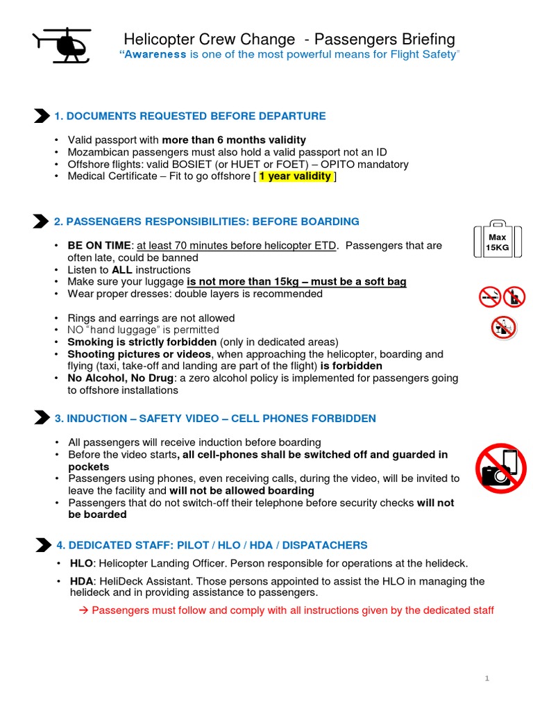 Offshore Helicopter Safety Briefing | PDF | Home & Garden