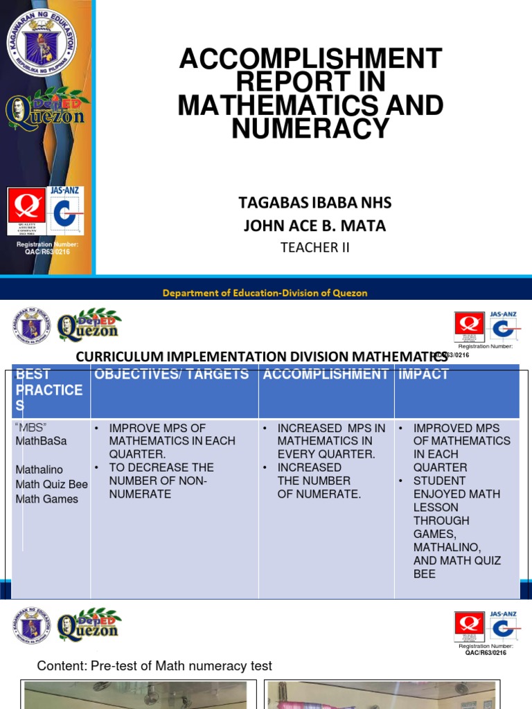 Mathematics Accomplishment Report 2023 | PDF