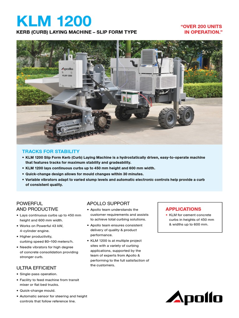 KLM 1200 Curb Paver Sell Sheet MSS-1177-01-EN | PDF | Tire | Mechanical ...