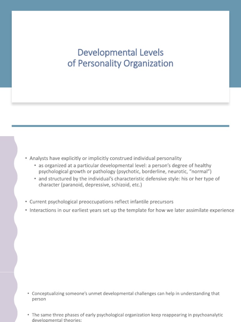 Developmental Levels of Personality Organization | Download Free PDF ...