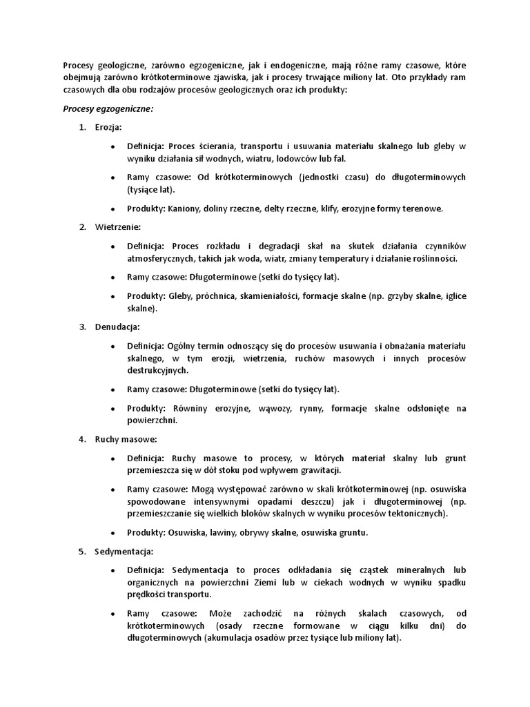 Procesy Geologiczne Wykład | PDF